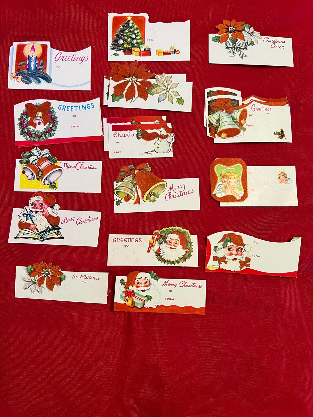 Vintage Flocked Gift Tags - Etsy