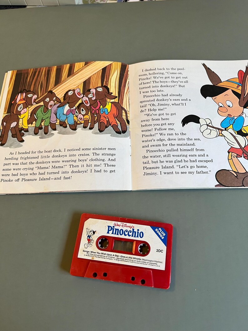 Walt Disney's Pinocchio Book and Cassette Tape Set - Etsy