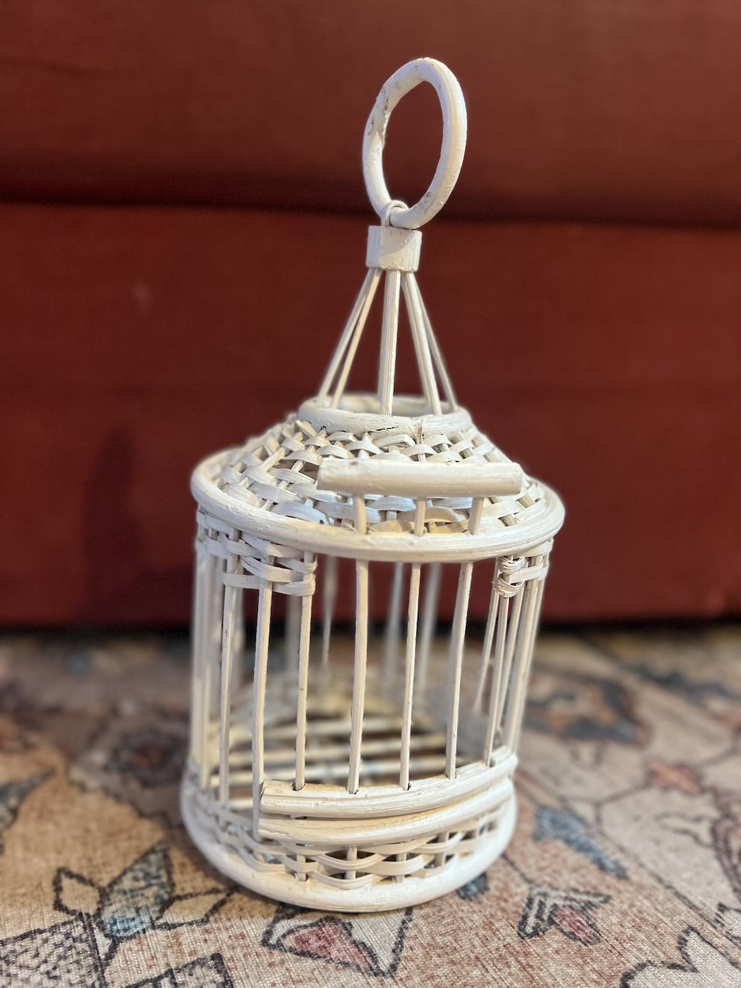 Vintage White Wicker Bird Cage. Door Opens. - Etsy
