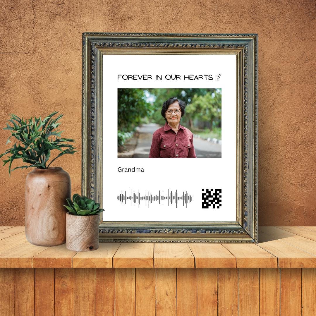 Memorial Audio/video Gift - Digital Print With QR Code Linked Video or ...