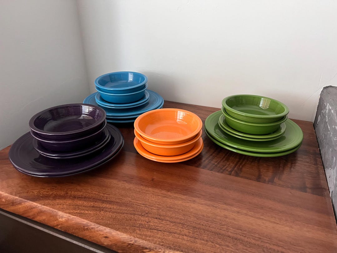 Vintage Fiestaware Dishes - Dinner Plates Salad Plates Bowls - Peacock ...