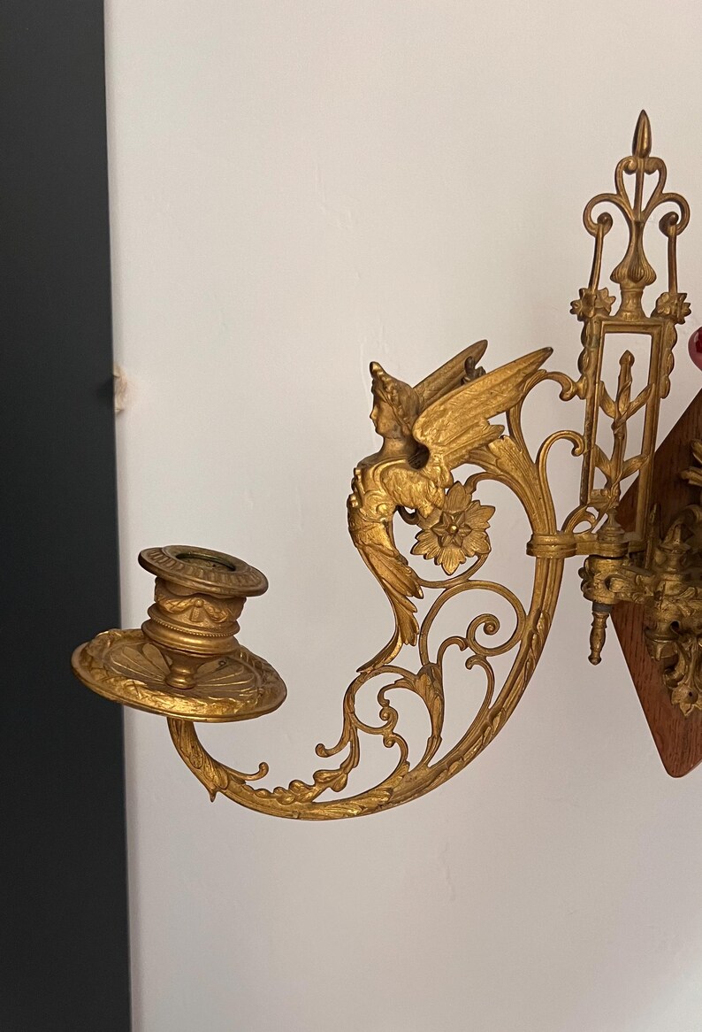 Antique Gilded Bronze French Angel Wall Sconces - Etsy