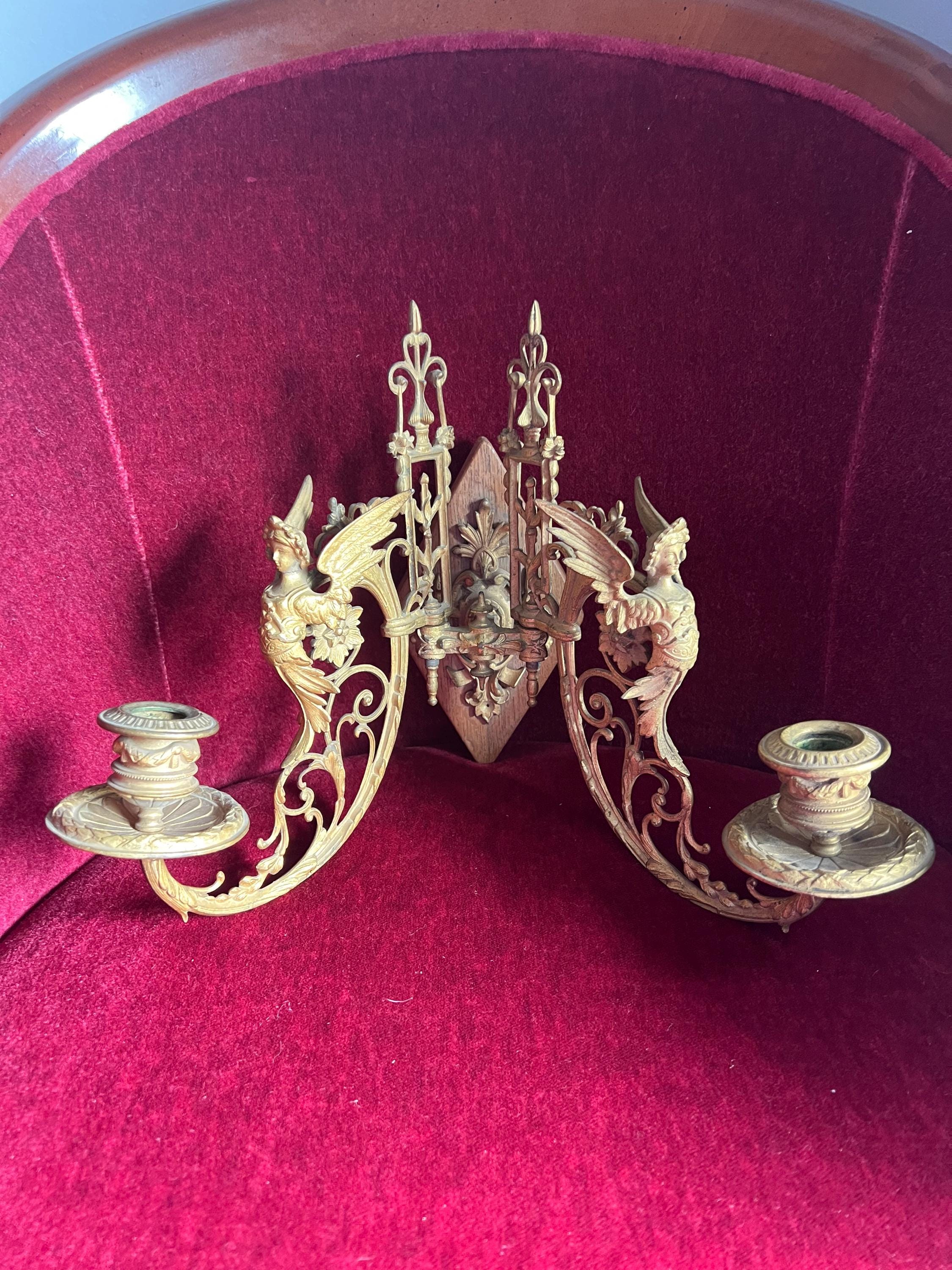 Antique Gilded Bronze French Angel Wall Sconces - Etsy