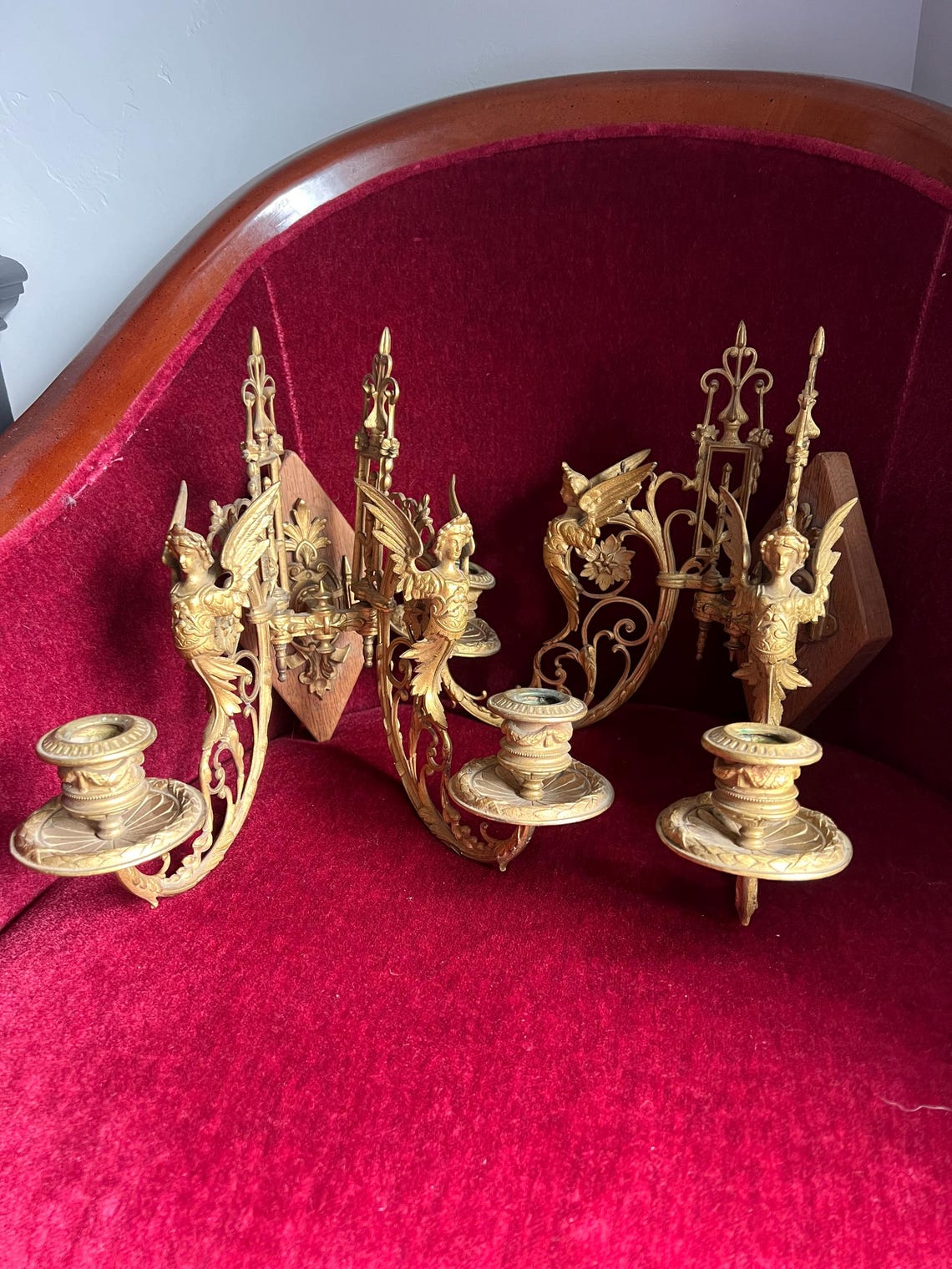 Antique Gilded Bronze French Angel Wall Sconces - Etsy