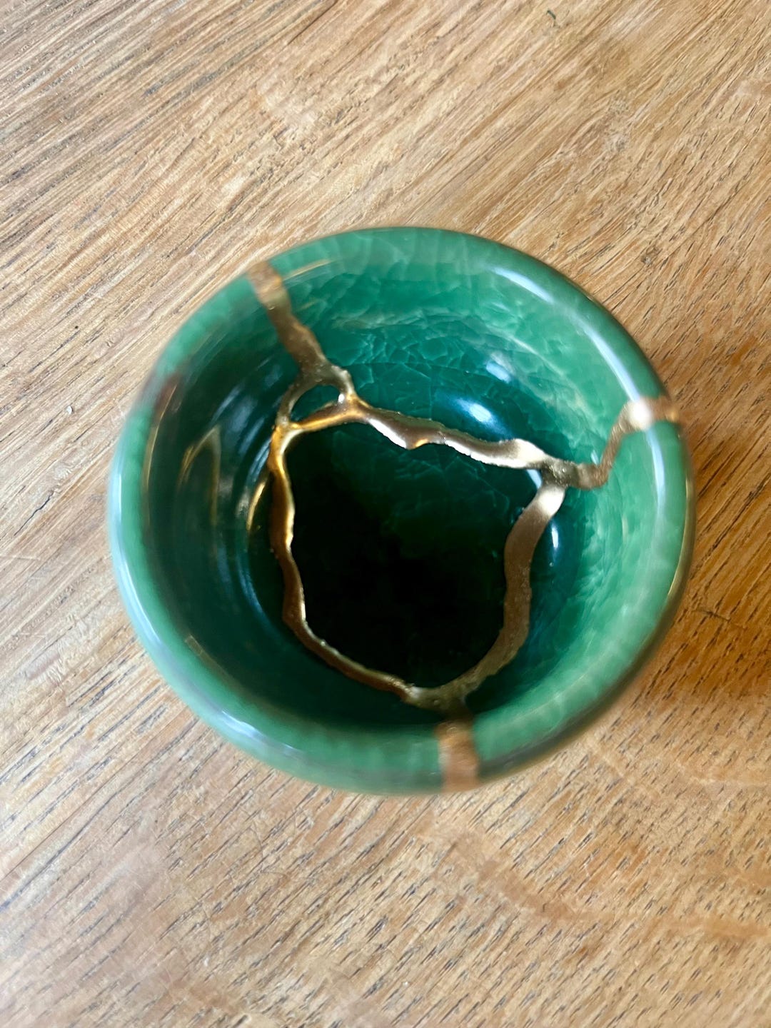 Small Green Kintsugi Bowl, Broken and Repaired With Gold - Etsy