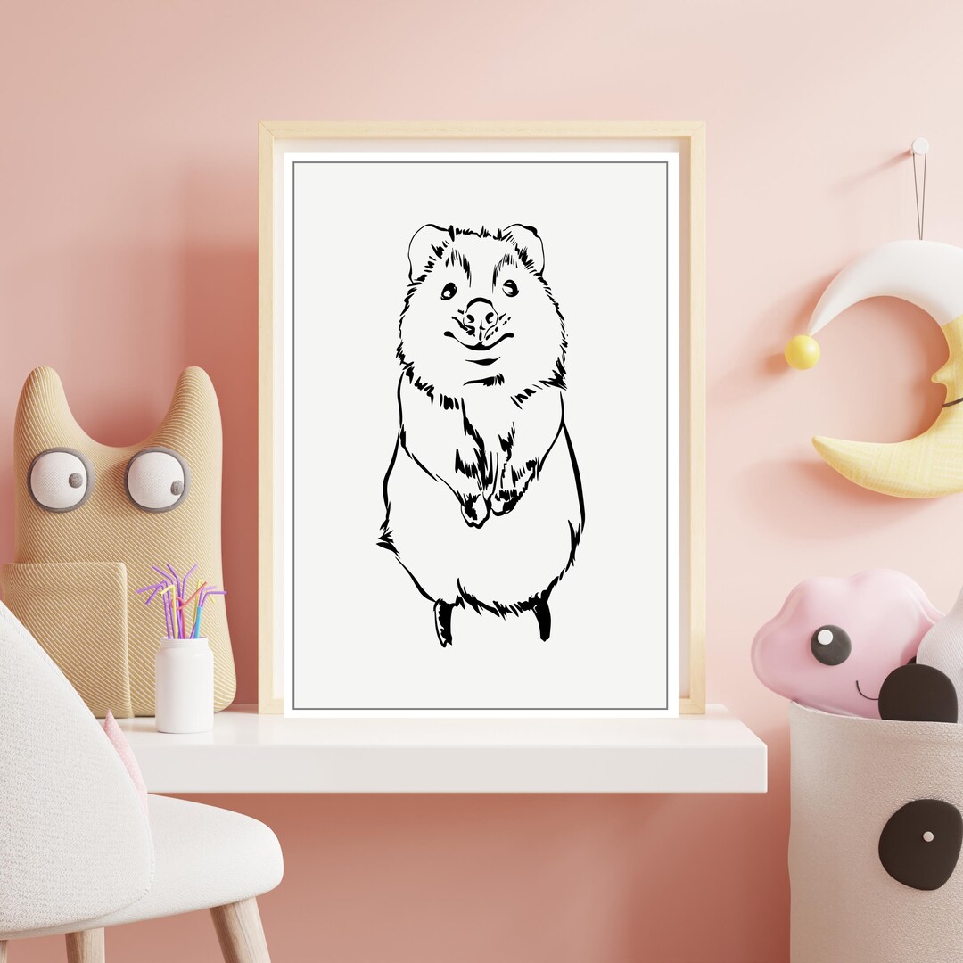Quokka Line Art, Australian Animal Wall Art, Quokka Clipart, Nursery ...