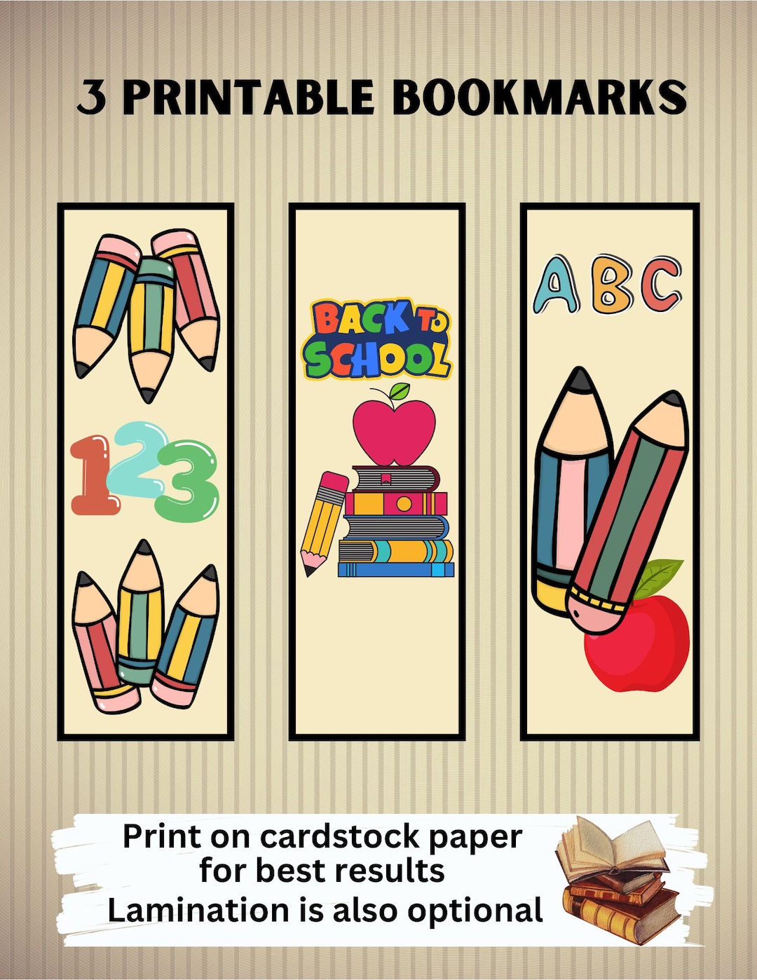 Back to School Bookmarks, Pencil Bookmarks, Abc and 123, Back to School ...