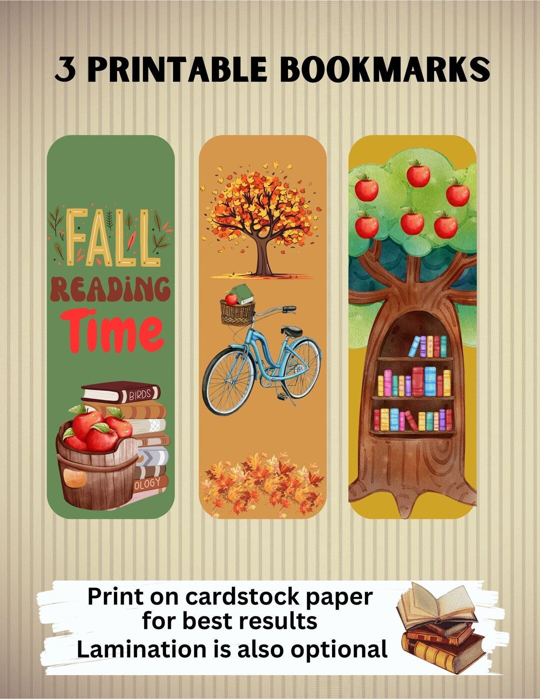 Fall and Apples Printable Bookmarks, Gift for Book Lovers, Book Club ...