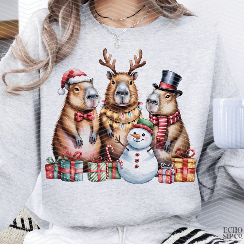 Cute Capybara Christmas PNG, Christmas Png, Funny Holiday Capybara in ...