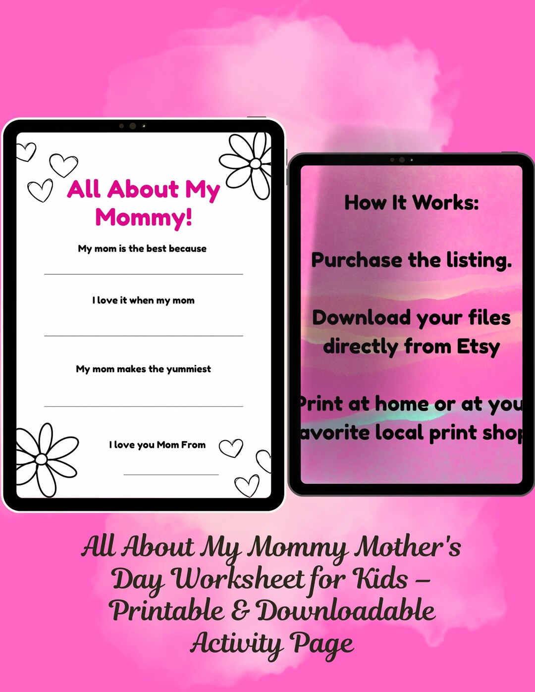 All About My Mommy Mother's Day Worksheet for Kids – Printable ...