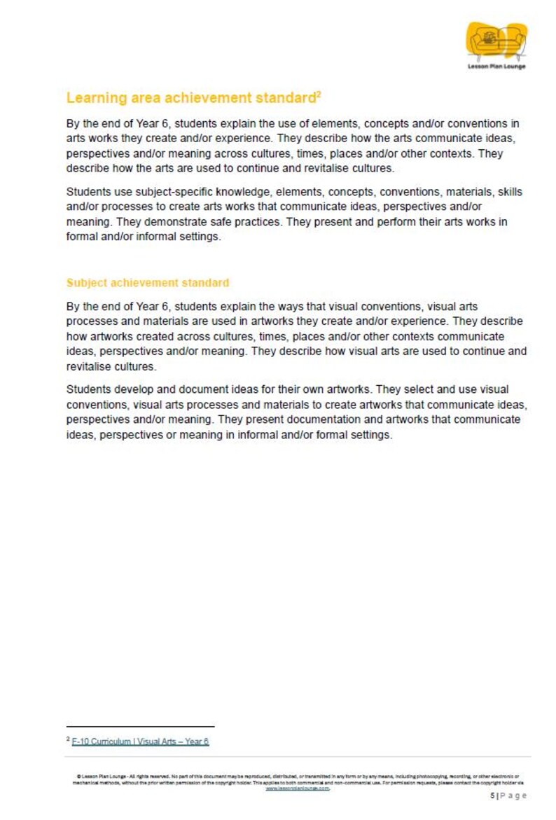 Visual Arts the Arts: 10 Lesson Plans covering 20-30 Lessons 1 Summative Assessment year 6 - Etsy