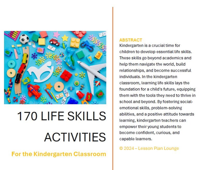 170 Life Skills Activities for Kindergarten Students 10 Minutes Each - Etsy