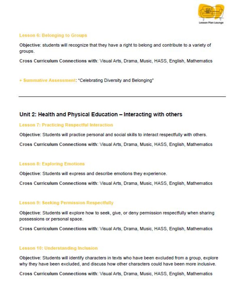 HPE Curriculum All Units: 36 Lesson Plans 6 Summative Assessments ...