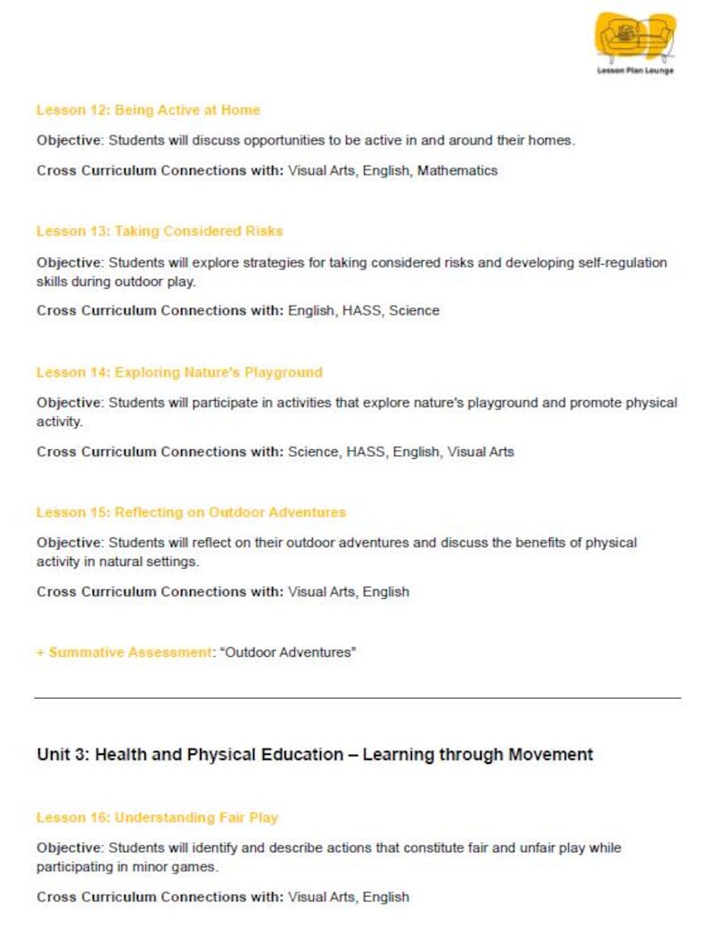 HPE Curriculum All Units: 36 Lesson Plans 6 Summative Assessments ...