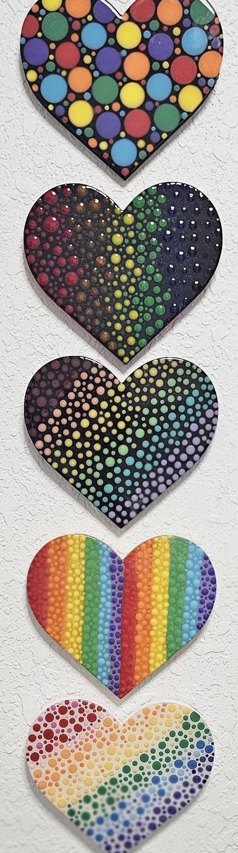 Large Rainbow Heart, 3D Rainbow Dot Art, Resin, Unique, Textured ...