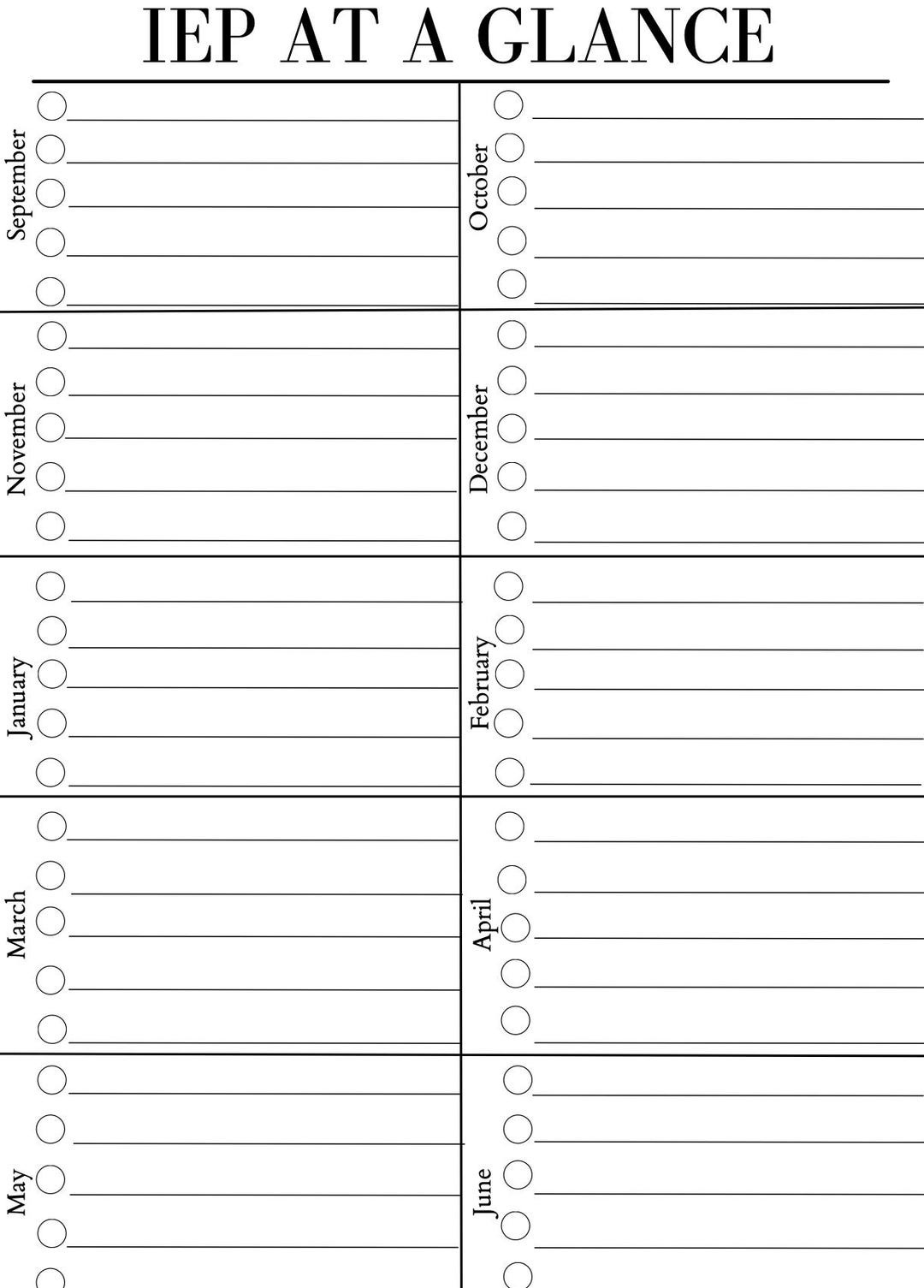 IEP Meeting Calendar Date Listing Special Education Teacher ...
