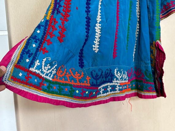 Blue native dress with embroidered pattern, beautiful… - Gem