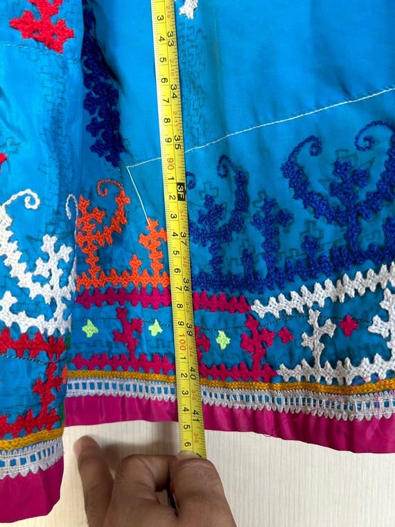 Blue native dress with embroidered pattern, beautiful… - Gem