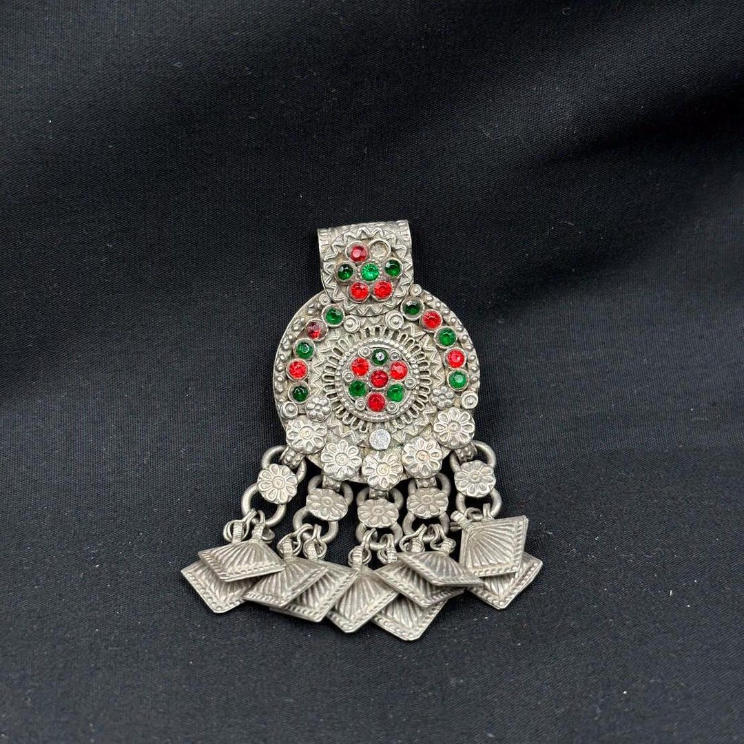 Vintage Silver Coin King Face Afghanistan With Afghani Glass Beads Old ...
