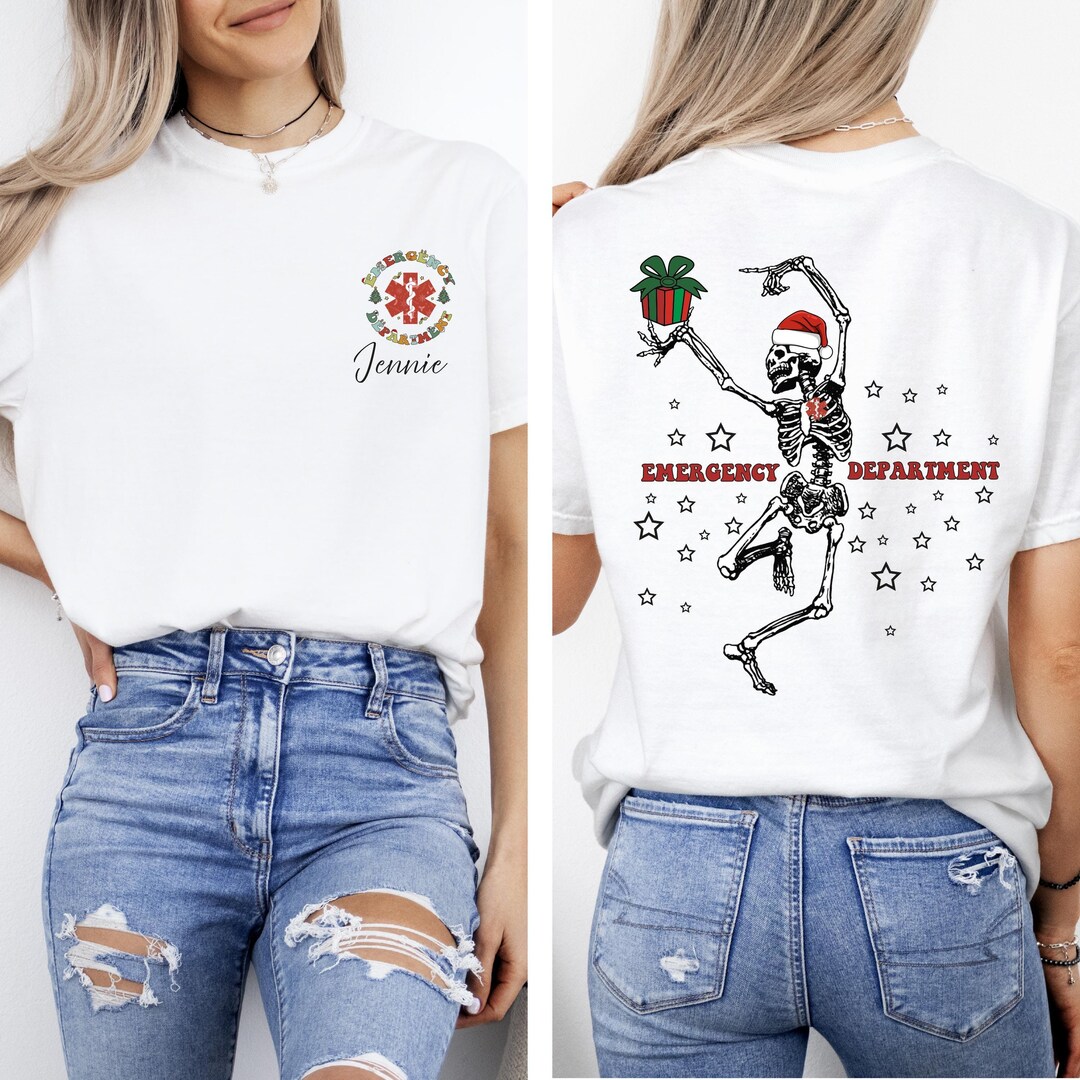 Christmas Shirt, Emergency Department Christmas Skeleton T-shirt ...