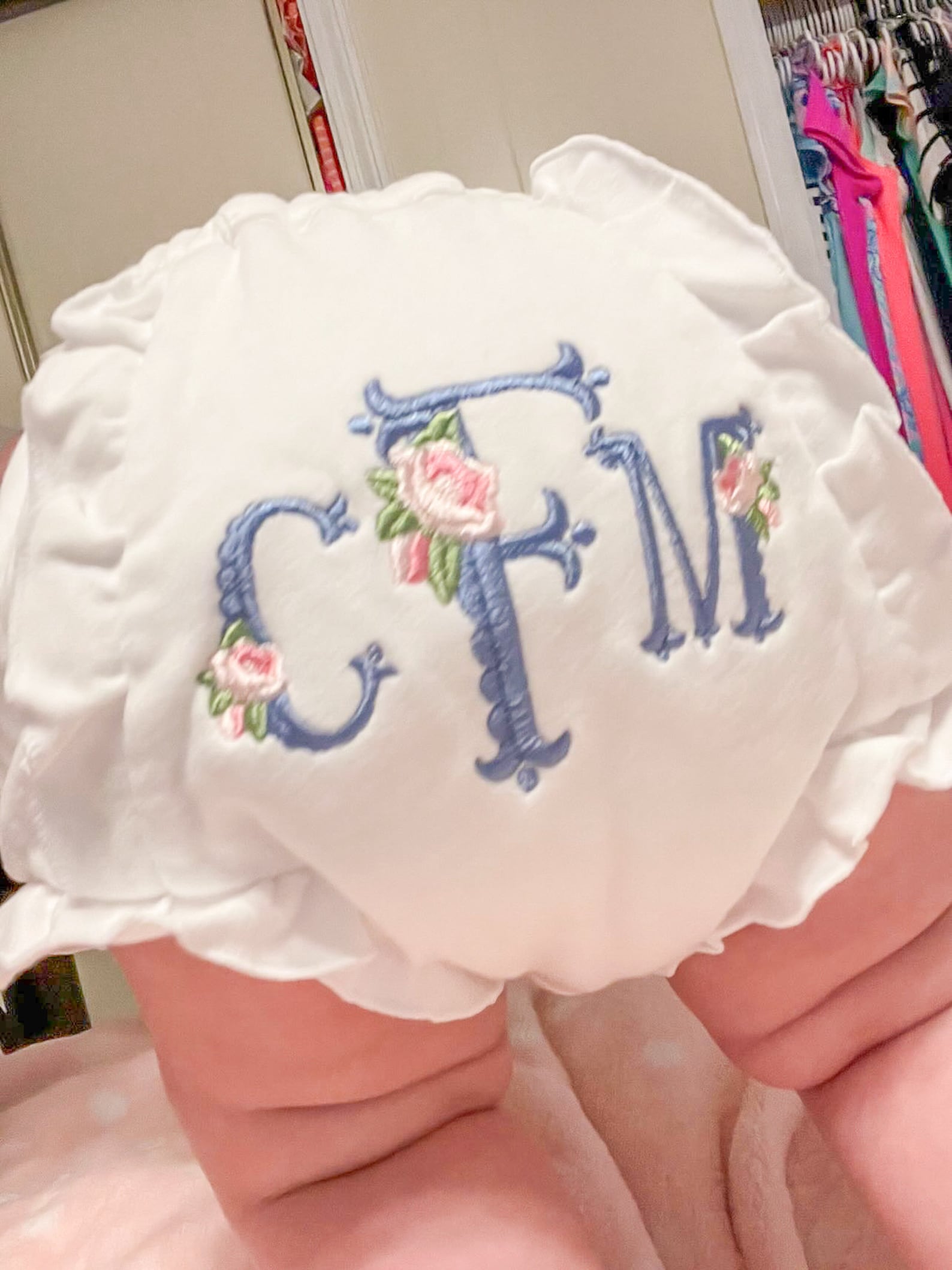 Ruffle Trim Baby Bloomers With Scalloped Floral Fishtail Monogram- Mint ...