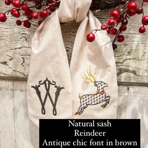 Chic Reindeer Wreath Sash With Monogram, Winter Decor, Custom ...