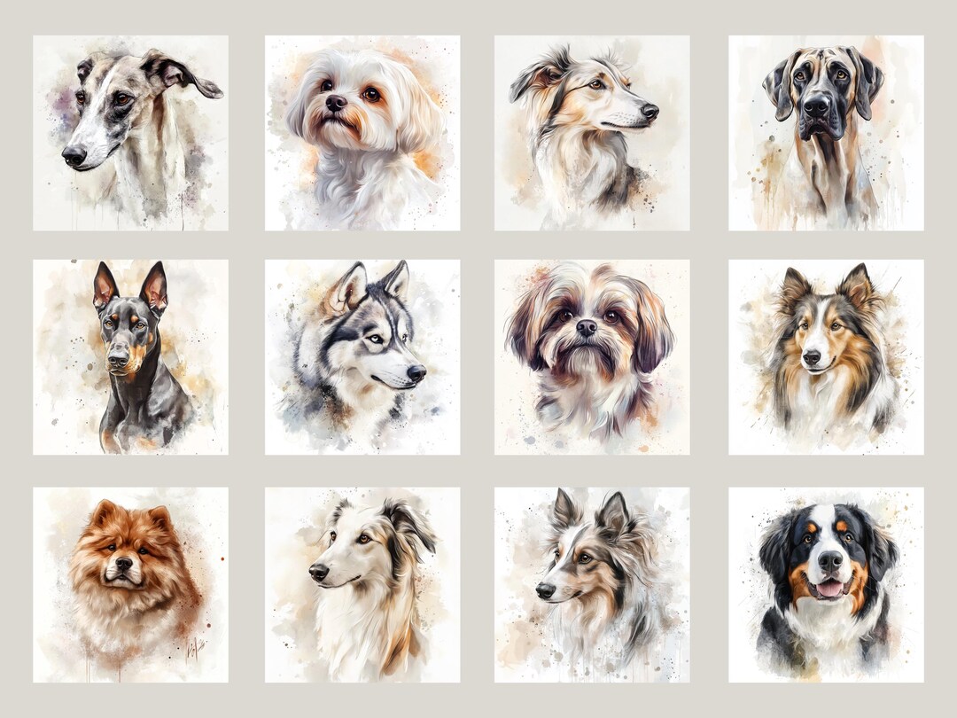 Dog Clipart Set 12 High Quality Jpgs Digital Download Card Making, Clip ...