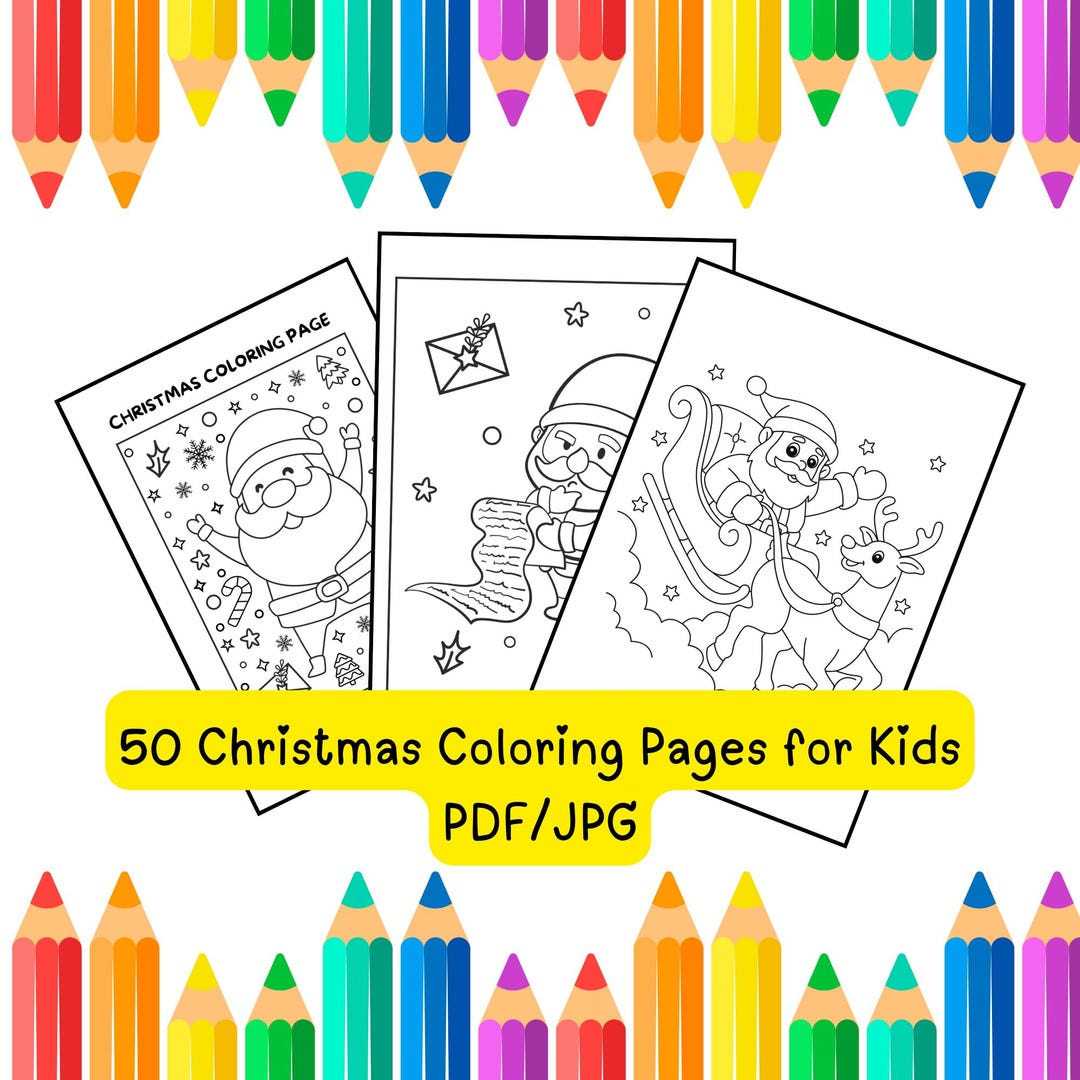 50 Christmas Coloring Pages for Kids | Christmas Digital Coloring Book ...