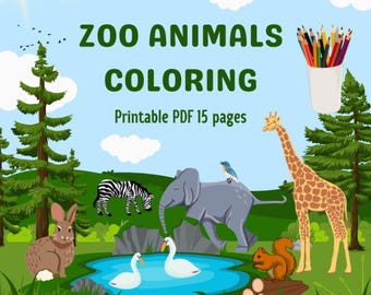 Cute Zoo Animals - Coloring Book for Kids - Etsy