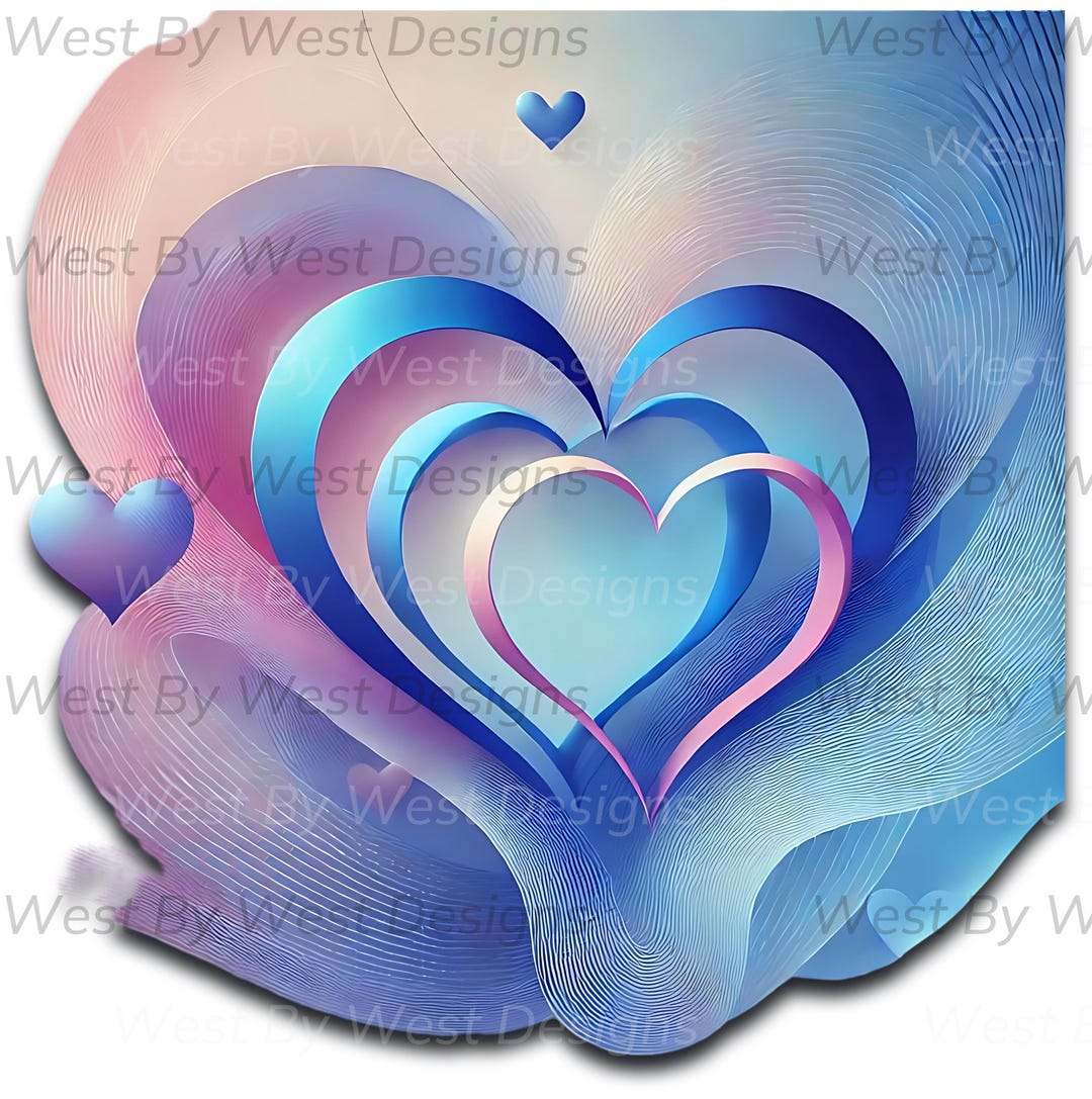 Dreamy Overlapping Hearts Clip Art for Sublimation Perfect for Love ...