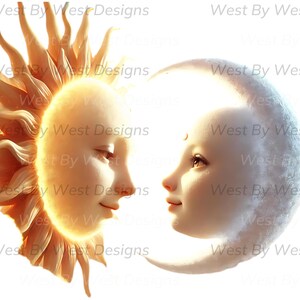 Sun and Moon Clip Art Instant Download Sublimation Design for Creative ...