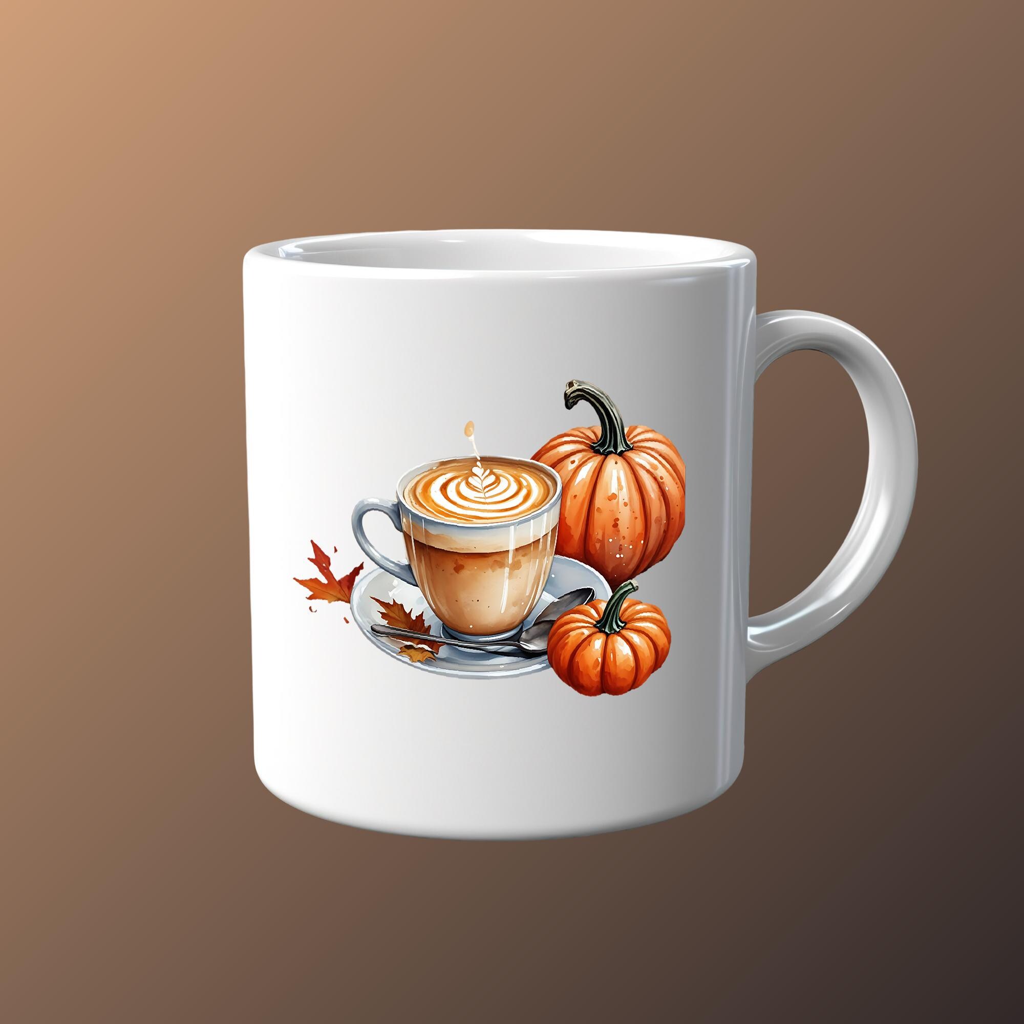 Fall Coffee Clip Art for Thanksgiving Wall Art and Tumbler Wrap Instant ...