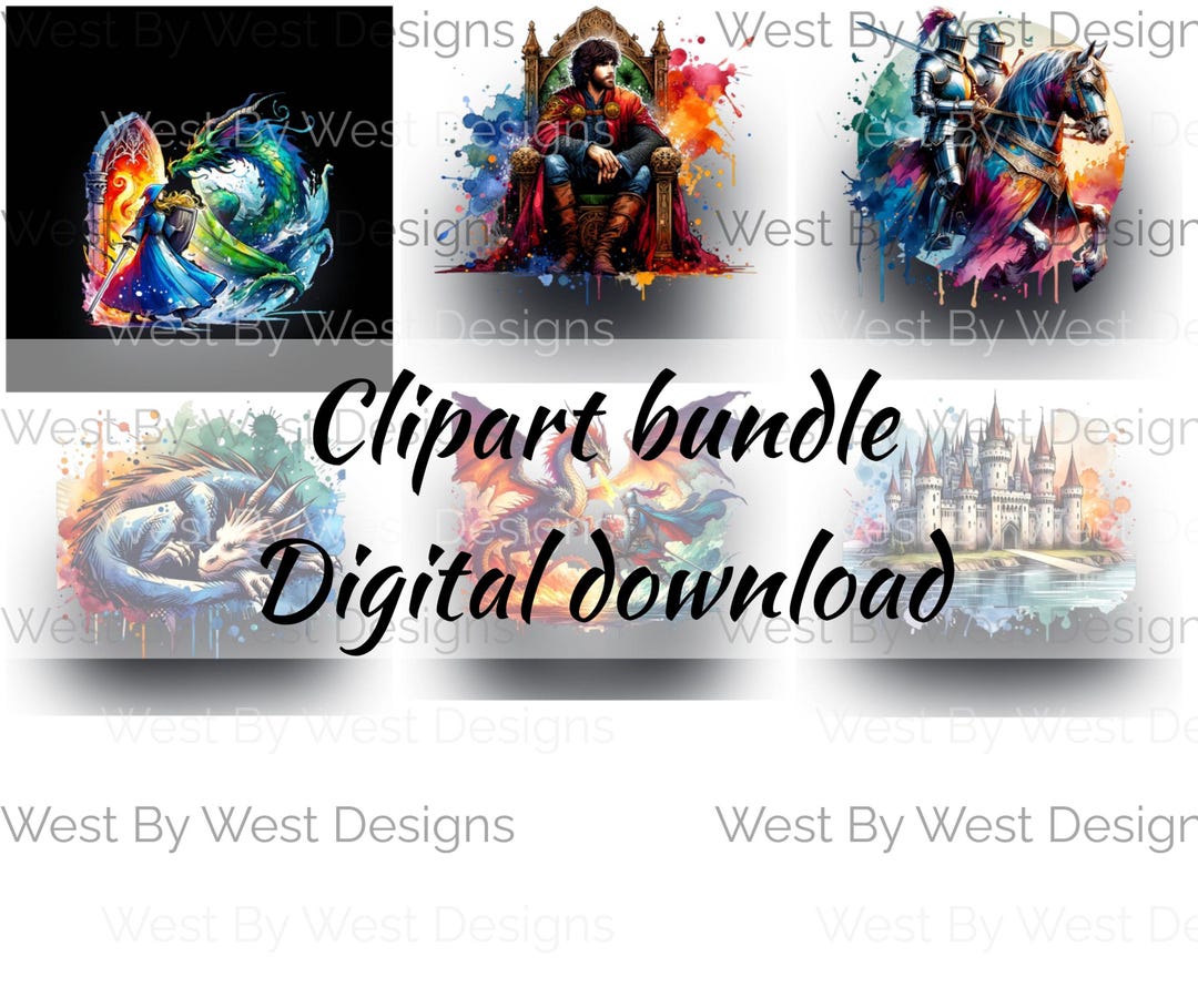 Medieval Clipart Scenes for Sublimation Design Instant Download Fantasy ...