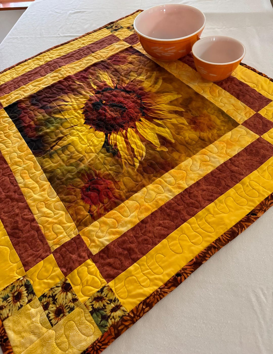 Quilted Sunflower Table Topper - Etsy
