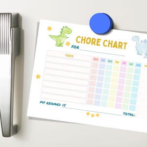 Dinosaur Chore Chart for Kids Printable Chore Tracker Fun Kids Reward ...