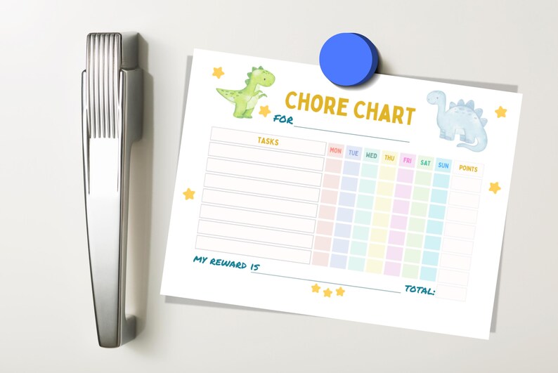 Dinosaur Chore Chart for Kids Printable Chore Tracker Fun Kids Reward ...