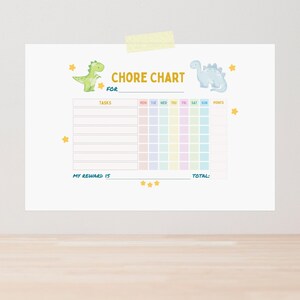 Dinosaur Chore Chart for Kids Printable Chore Tracker Fun Kids Reward ...