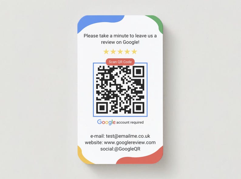 Editable QR Code Business Card Template for Google Reviews Boost Customer Engagement Instant ...