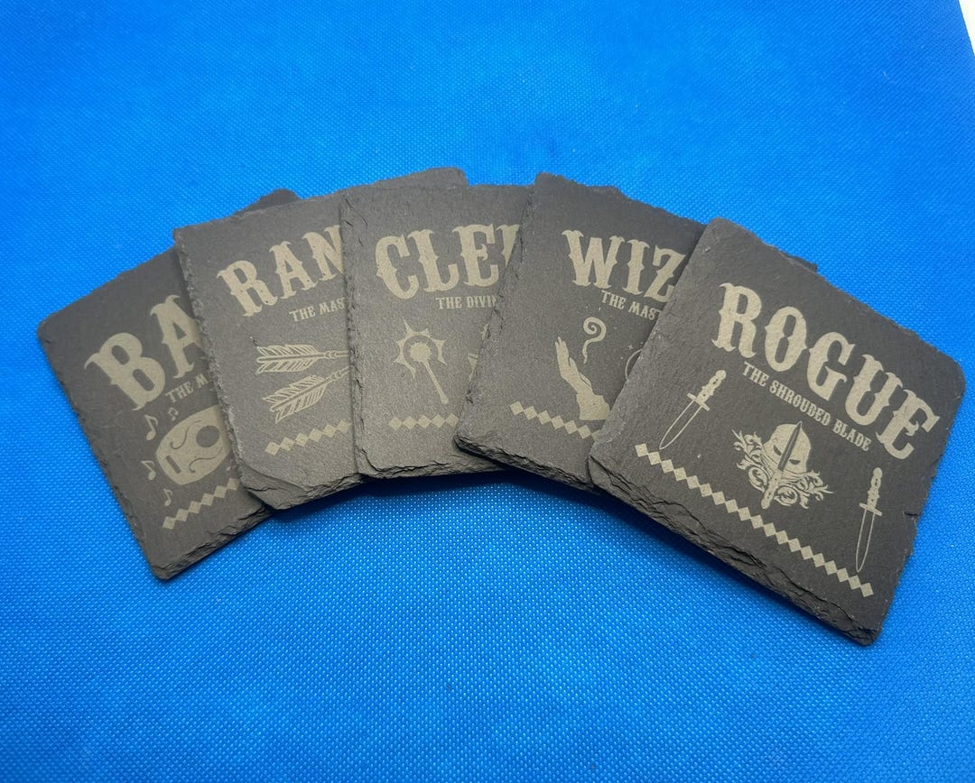 Dnd, RPG Player Character Slate Coasters, 4 Square, Natural Stone - Etsy
