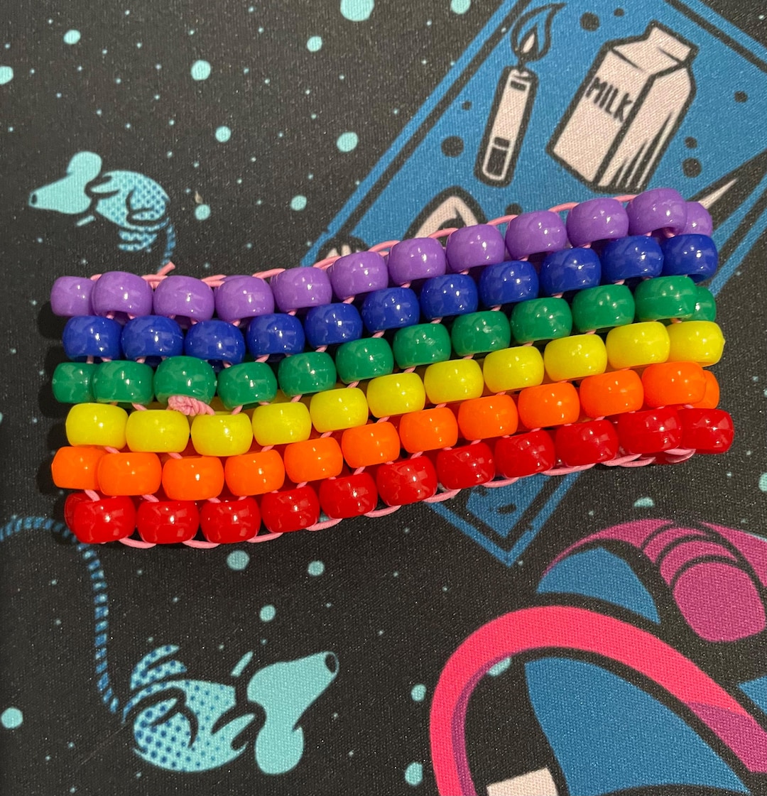 Rainbow Peyote Stitch Kandi Cuff - Etsy