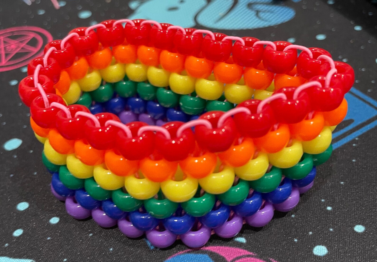 Rainbow Peyote Stitch Kandi Cuff Etsy