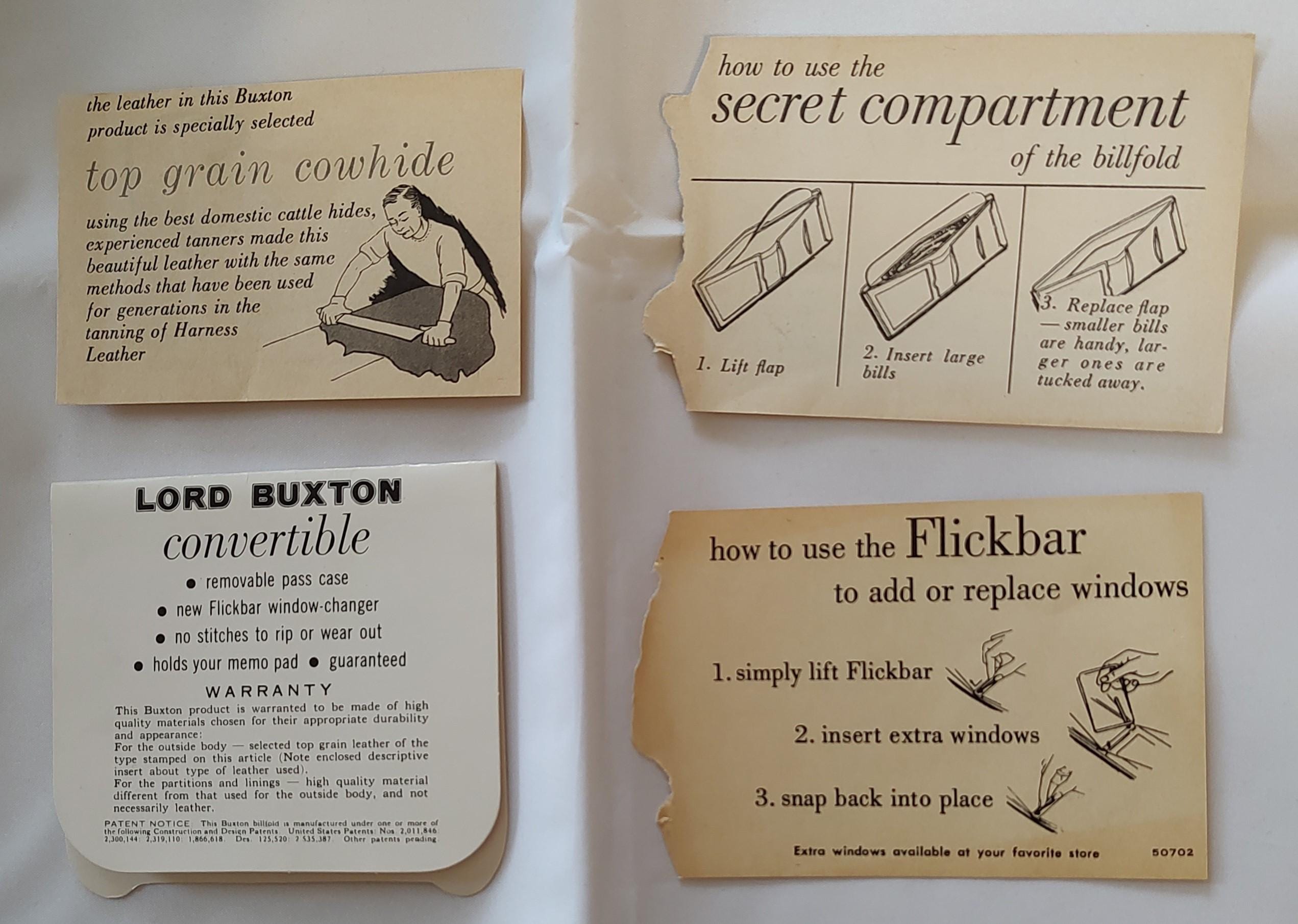 NEW Vintage 1960 Lord Buxton Convertible UNUSED Leather Wallet in ...