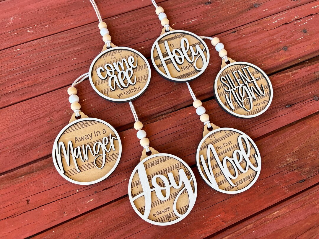 Christmas Carol Sheet Music Ornament | Layered Wooden Ornament ...
