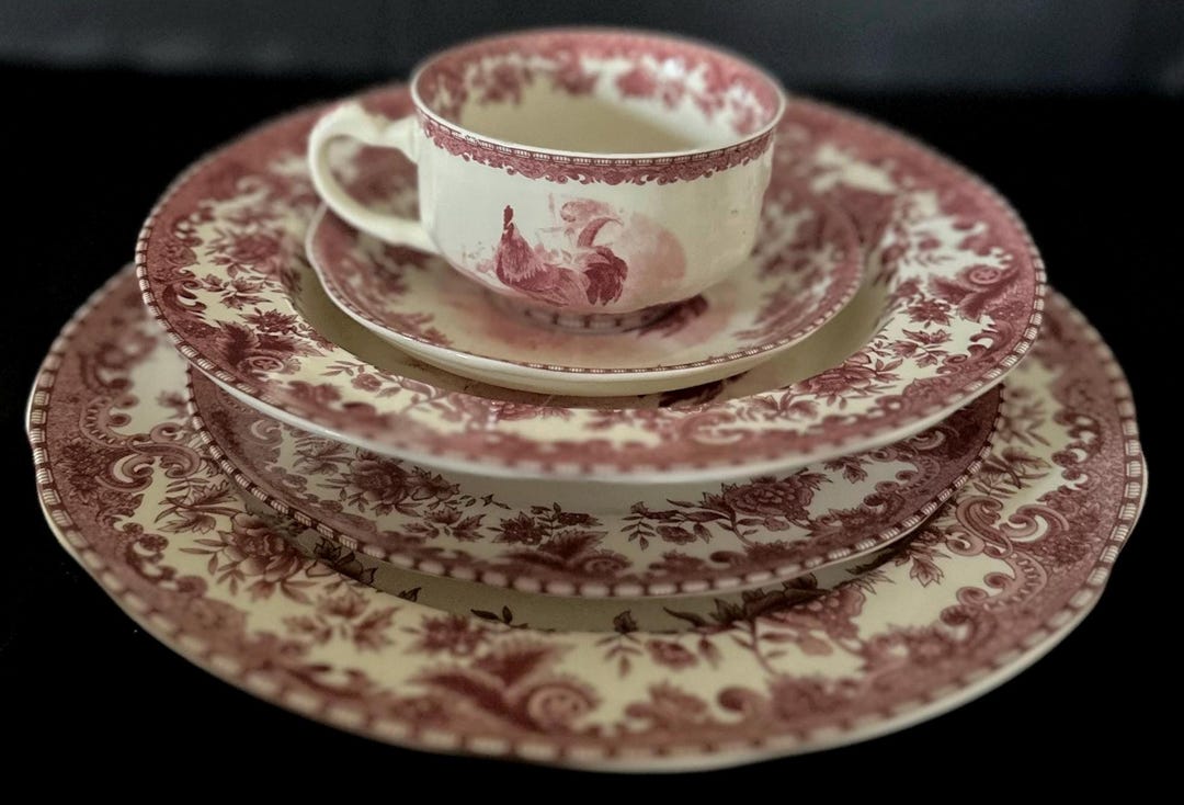 William James Farmyard Red Rooster 5 Piece Setting - Etsy