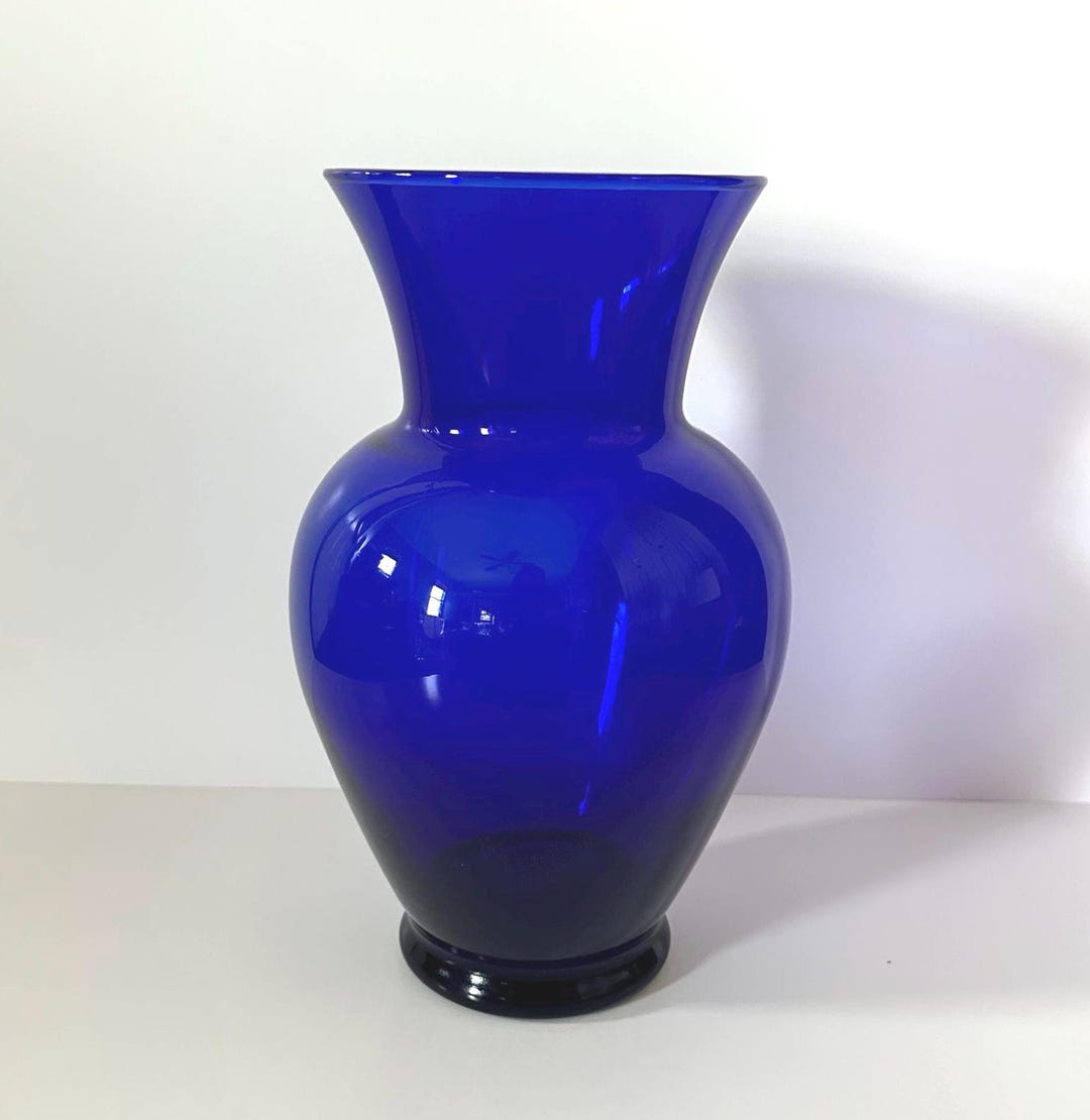 Vintage Colbalt Blue Glass Vase - Etsy