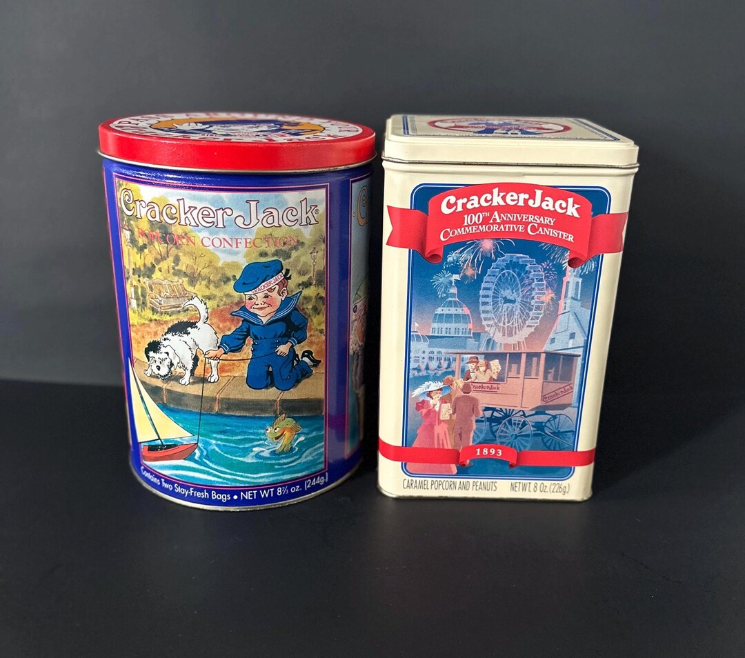 Vintage Cracker Jack Tin Cans - Set of 2 - Etsy