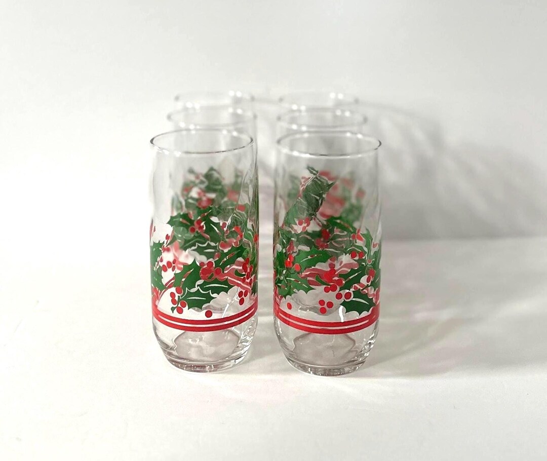 Vintage Libbey Holly Berries Optic Swirl Glasses - Set of 6 - Etsy