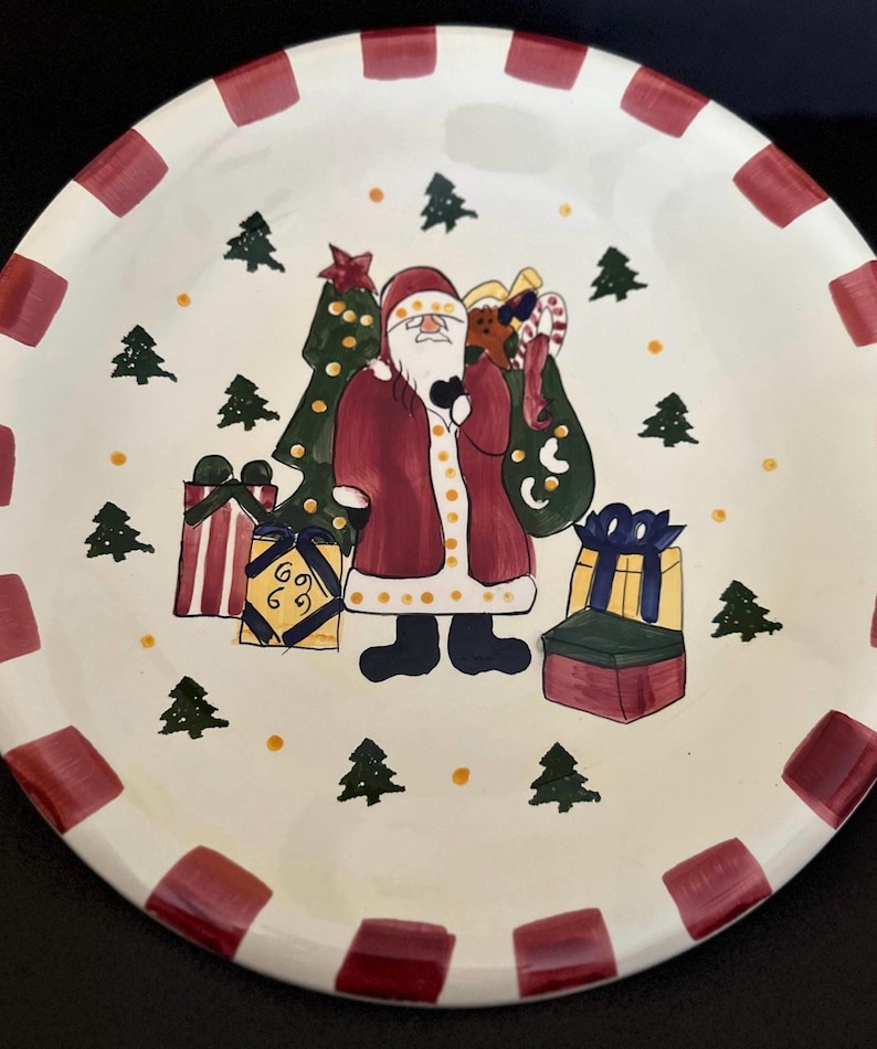 Hand Painted Santa Platter/plate - Etsy