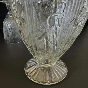 Vintage Iris & Herringbone Wine/water Glasses and Footed Pitcher by Jeannette Glass Co. - Etsy