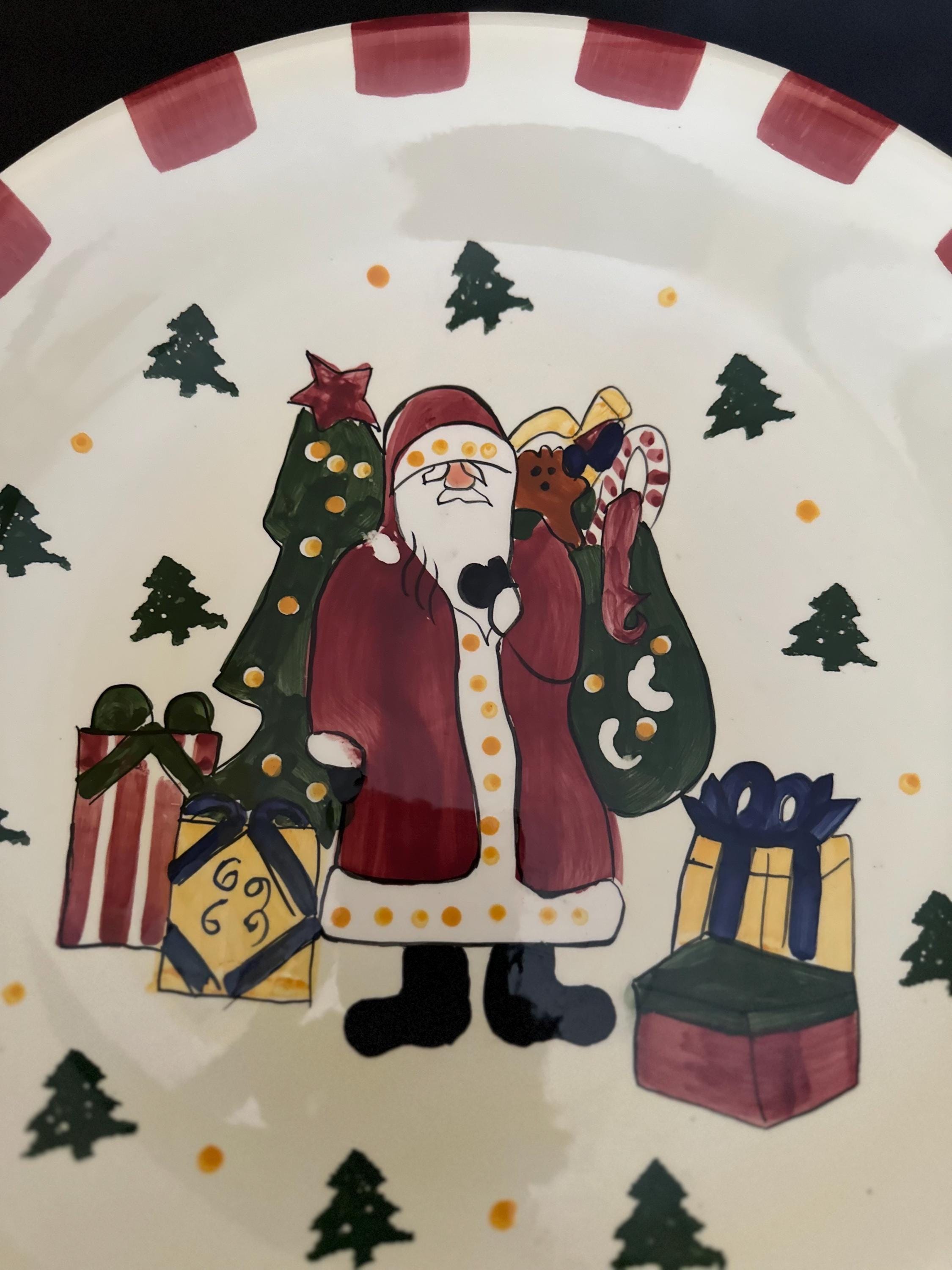 Hand Painted Santa Platter/plate - Etsy